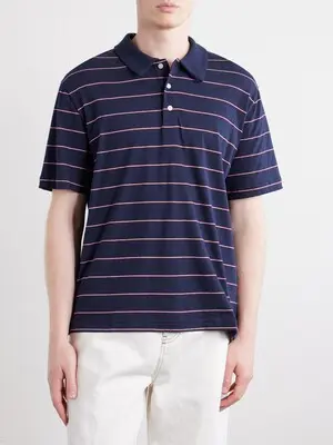 A.p.c. Henry Striped Cotton-blend Jersey Polo Shirt