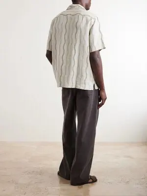 Frescobol Carioca Roberto Camp-collar Striped Linen Shirt