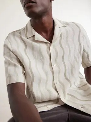 Frescobol Carioca Roberto Camp-collar Striped Linen Shirt