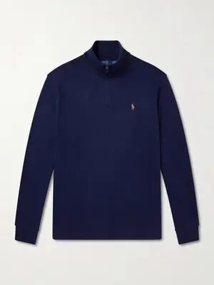 Polo Ralph Lauren Cotton Jersey Quarter Zip Sweater - Blue