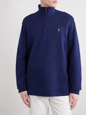 Polo Ralph Lauren Cotton Jersey Quarter Zip Sweater - Blue