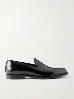 Brunello Cucinelli Evening Glossed Leather Loafers - Black