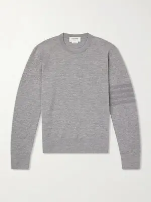 Thom Browne Milano Stitch Wool, Linen And Cotton-blend Sweater - Gray