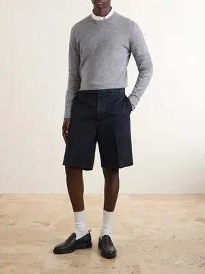 Thom Browne Milano Stitch Wool, Linen And Cotton-blend Crewneck Sweater