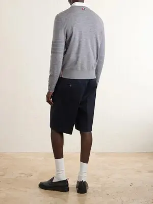 Thom Browne Milano Stitch Wool, Linen And Cotton-blend Crewneck Sweater