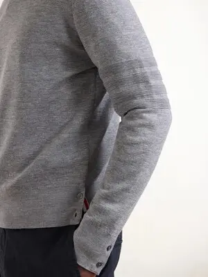 Thom Browne Milano Stitch Wool, Linen And Cotton-blend Crewneck Sweater