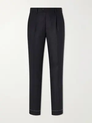 Brunello Cucinelli Pleated Virgin Wool Trousers - Blue