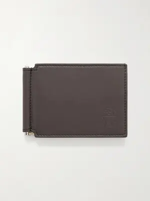 Brunello Cucinelli Logo-debossed Leather Billfold Wallet With Money Clip - Brown
