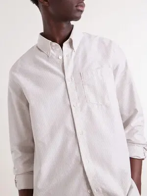 A.p.c. Button-down Collar Striped Cotton Shirt