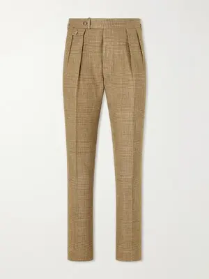 Polo Ralph Lauren Straight-leg Pleated Houndstooth Trousers - Neutrals