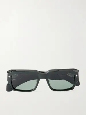 JACQUES MARIE MAGE Dakota Rectangular Acetate Sunglasses - Black