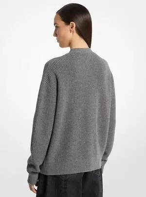 Michael Kors Ribbed Cashmere Cardigan - Grey