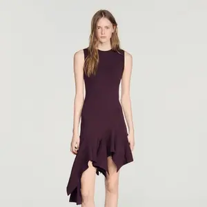 Sandro Asymmetrical Knit Dress - Brown