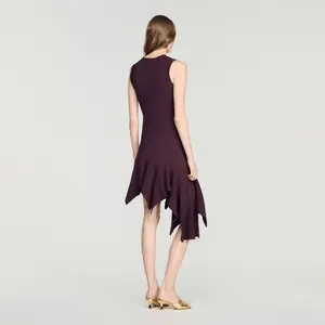 Sandro Asymmetrical Knit Dress - Brown