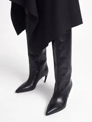 Attico Lea Leather Boots - Black