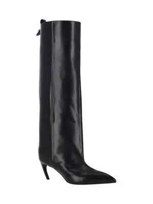 Attico Lea Leather Boots - Black