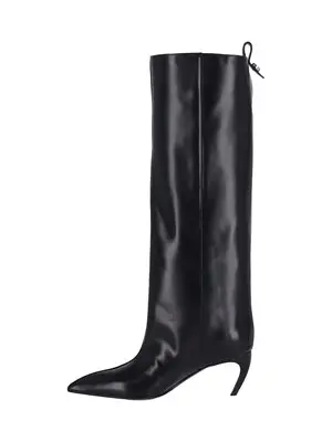 Attico Lea Leather Boots - Black