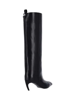Attico Lea Leather Boots - Black