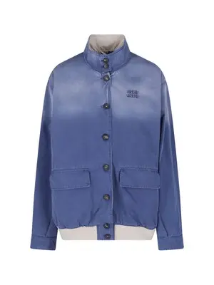 Miu Miu Cotton Twill Blouson Jacket - Blue