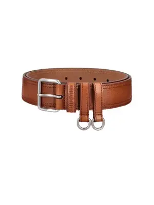 Miu Miu Leather Logo Belt - Brown