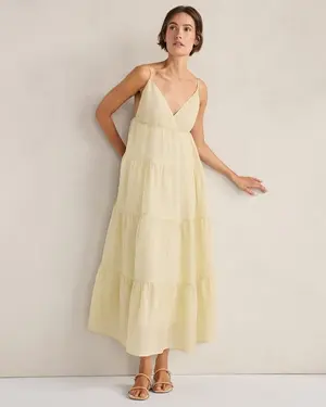 HAVEN WELL WITHIN Ramie Blend Tiered Maxi Dress - Celery Leaf