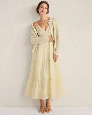 HAVEN WELL WITHIN Ramie Blend Tiered Maxi Dress
