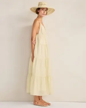 HAVEN WELL WITHIN Ramie Blend Tiered Maxi Dress