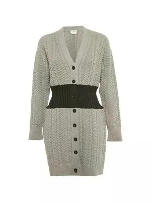 Alexander McQueen Cable Knit V-neck Mini Dress