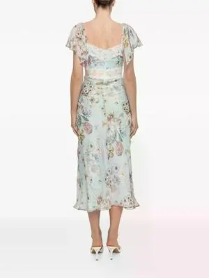 NISSA Printed Silk Midi Dress