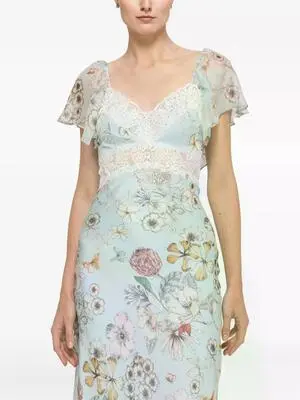 NISSA Printed Silk Midi Dress