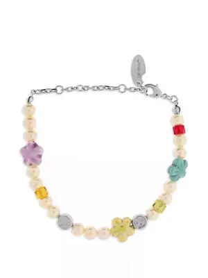 Off-White Floral Charm Bracelet - Silver