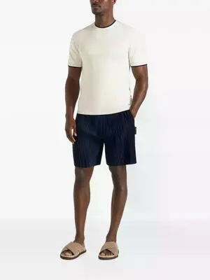 Manière De Voir Maniera De Voir Navy Pleated Relaxed Fit Shorts