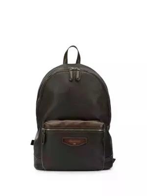 Santoni Pebbled Leather Backpack - Brown