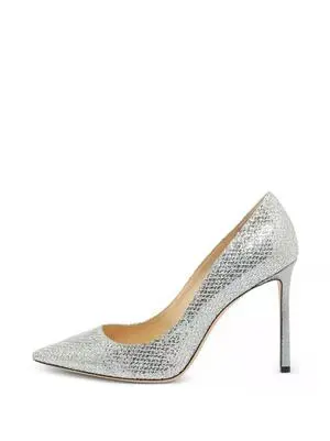 JIMMY CHOO Romy Metallic Lurex Pumps - Silver