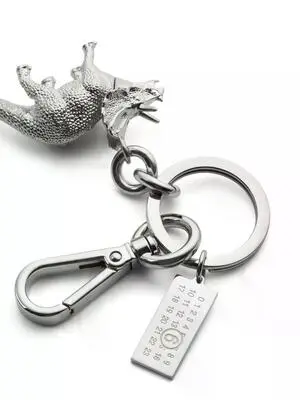 MAISON MARGIELA Sculptural Dinosaur Charm Keyring In Palladium