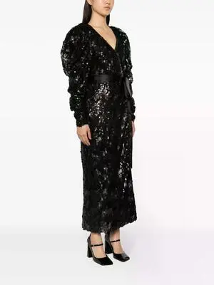 ROTATE BY BIRGER CHRISTENSEN Sequined Wrap Midi Dress