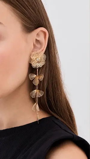 Shashi Latticed Featherlace Flower Drop Earrings