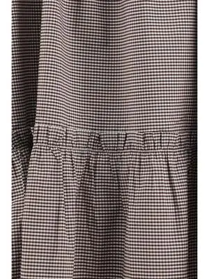 GANNI Checked Cotton Gathered Waist Skirt - Brown