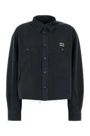Miu Miu Dark Grey Denim Shirt - Gray