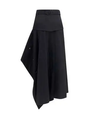 Burberry Asymmetric Skirt With Iconic Check Lining