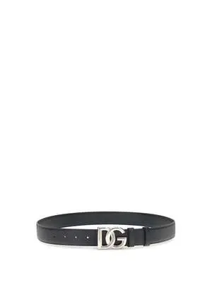 Dolce & Gabbana Leather Belt With Dg Logo Buckle