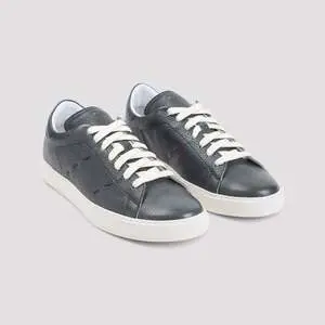 Kiton Low-top Sneakers In Grained Leather - Gray