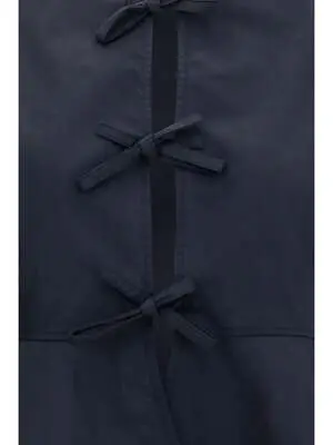 GANNI Cotton Poplin Blouse With Bow Detail - Black