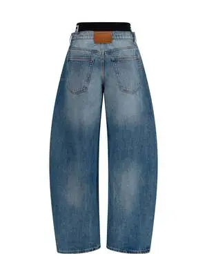 Alexander Wang Layered Belt Logo-waist Jeans - Blue
