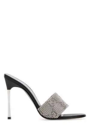 Gucci Embellished Fabric Mules Silver