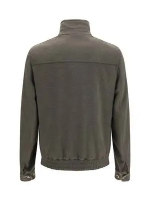 Brunello Cucinelli Wool Zip Jacket With High Collar - Gray