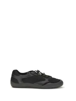 Prada Speedrock Mesh And Leather Trim Sneakers - Black