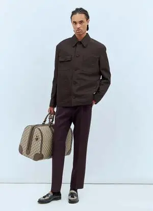 Gucci Logo Embroidery Wool Pants