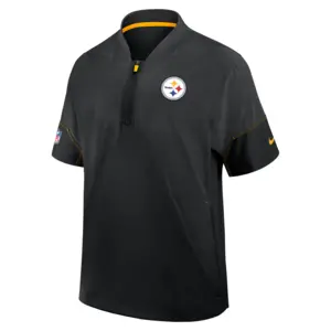 Nike Pittsburgh Steelers Sideline Coach Nfl 1/2-zip Short-sleeve Hooded Jacket - Black