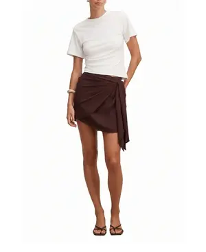 EVER NEW Isobel Tie Mini Skirt - Chocolate